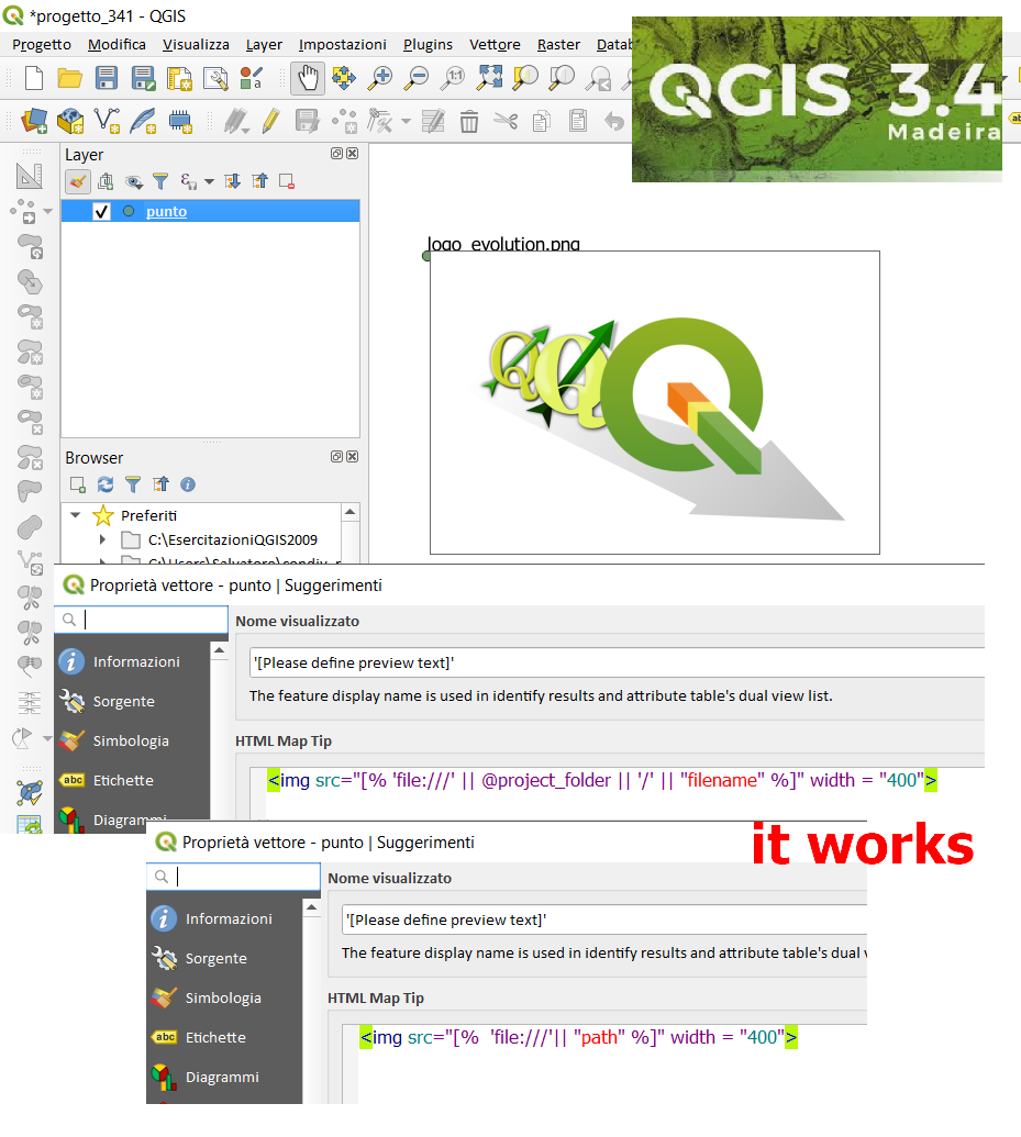 QGIS e map tips con foto | pigrecoinfinito